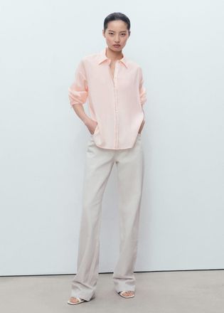 Mango Modalhemd mit Strass pastellrosa - Damen - XL - MANGO