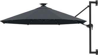 vidaXL Vidaxl - Parasol mural avec m&acirc;t m&eacute;tallique et led 300 cm Anthracite