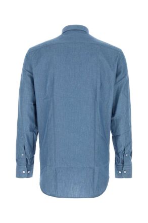 Etro Mens Air Force Blue Chambray Shirt X0880 Exterior: Cotton Camicie