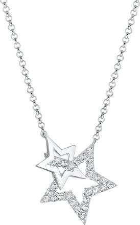 Elli Halskette Silber 925 Stern Cut-Out Anhänger Kette Damen Kristall Schmuck Geschenke für Frauen Mädchen Mama Freundin, Silberkette Länge 45 cm