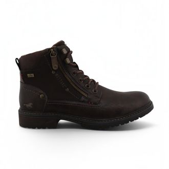 Mustang Jeans Mustang Herren dunkelbraune Kunstleder-Winter-Schn&uuml;rstiefel - M0031006