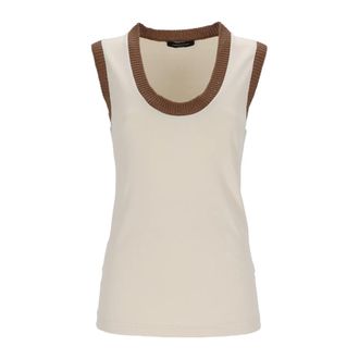Fabiana Filippi Canotta vogatore in jersey costina con bordi in paillettes - - Tops - Damen - Wei&szlig; - L