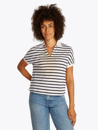 Tommy Hilfiger Poloshirt LYOCELL OPEN-NK RELAXED POLO SS mit Streifenmuster, mit Seitenschlitzen