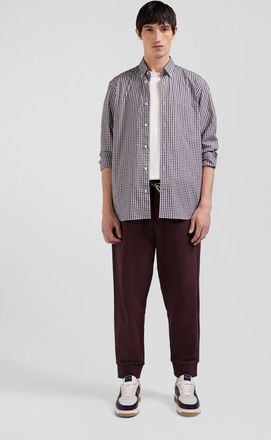 Eden Park Chemise En Popeline De Coton Bordeaux &Agrave; Carreaux Bicolore Coupe Regular