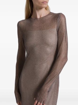 Alberta Ferretti Crystals Net Midi Dress