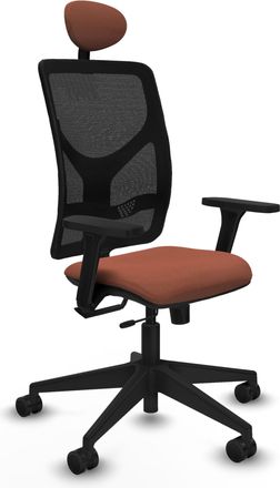 Piqueras y Crespo Schutzstuhl mit 3D-Armen, h&ouml;henverstellbarer Lendenwirbelst&uuml;tze und festem Kopfteil, ausgestattet mit Syncro/Traslack und Schneideschaum, Schwarz/Brau