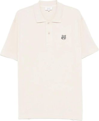 Maison Kitsun&eacute; Homme, Tops, Beige, Taille: XL Polo &agrave; D&eacute;tails Brod&eacute;s