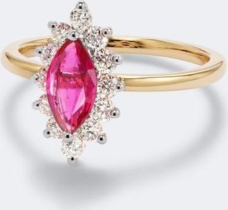 Yvonne L&eacute;on Yvonne L&eacute;on Ring Pompadour aus 18kt Gelbgold mit Diamanten und Rubin