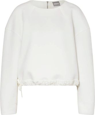 Max Mara Femme, Sweatshirts et sweats &agrave; capuche, Blanc, Taille: 42 FR SweaT-shirt avec ourlet d&eacute;coratif
