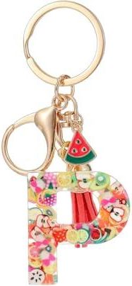 Generic Porte-cl&eacute;s en r&eacute;sine avec 26 lettres et pampille past&egrave;que Sifflet cr&eacute;atif Dragonne, p, taille unique