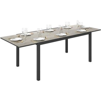 OUTSUNNY Table de jardin extensible - Outsunny - 160/240 cm 6 - 8 personnes, forme rectangulaire - bordure en aluminium - gris