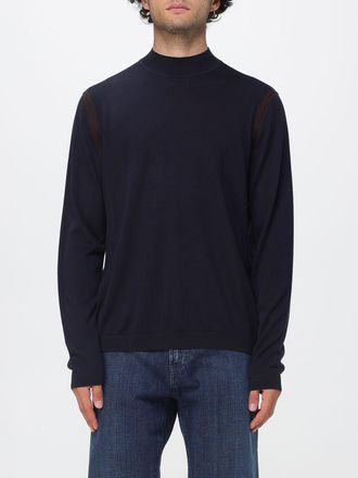 Emporio Armani Pull &agrave; col montant en coton avec finitions c&ocirc;tel&eacute;es