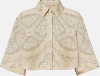 Valentino Chemise courte en coton m&eacute;lang&eacute;