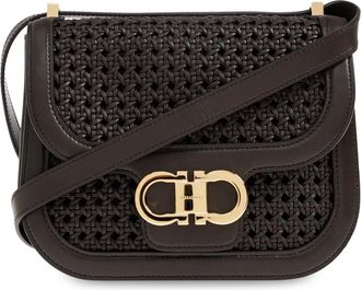 Ferragamo Femme, Sacs, Brun, Taille: ONE Size Sac bandouli&egrave;re Double Gancini