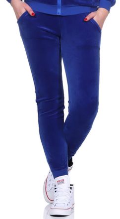 Jela London Damen Nicki Jogginghose Samt Velour Homewear, Blau 36 38 (M)
