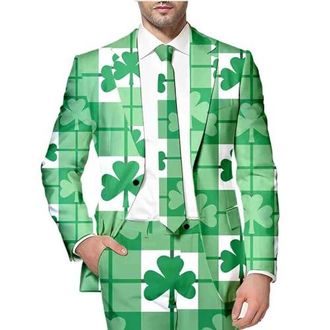 Generic Veste pour homme - Imprim&eacute; tr&egrave;fle &agrave; quatre feuilles - Multicolore - Veste de costume verte - Costume de f&ecirc;te pour carnaval et soir&eacute;es &agrave; th&egrave;me, 010, 3X