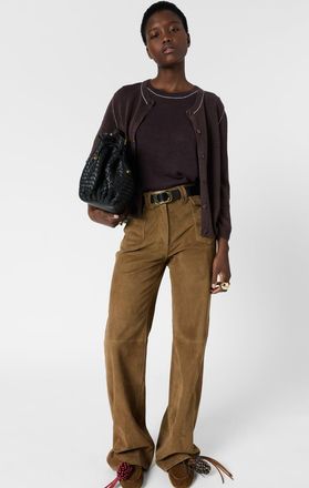 Gerard Darel Gilet en lin m&eacute;lang&eacute; - LORYS - Marron