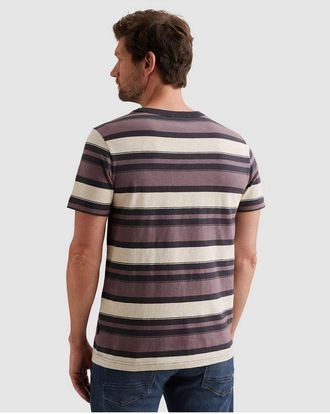 PME Legend T-Shirt Short sleeve r-neck slub striped jersey mit Logo Stickerei