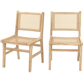 Rendez-Vous D&eacute;co Rendez-vous D&eacute;co - Lot de 2 chaises en bois de teck et rotin - kyla