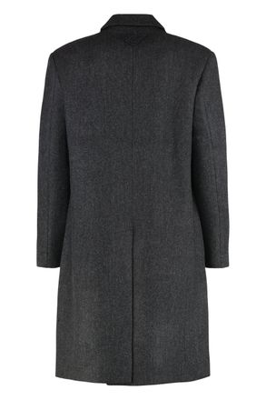 Prada Mens Single-Breasted Wool Coat Grey Virgin
