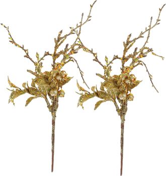 Cabilock Künstliche Gold Glitter Weihnachtsbaum Blätter 2pcs Weihnachtsdekorationen Eco-Blatt Picks