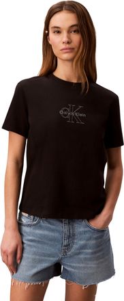 Calvin Klein Damen Ss Clasic Monologo Tee Lv047f831g Graphic Tees, Black (Black), XL