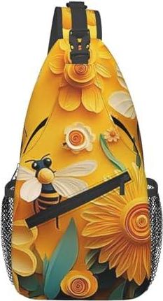 Generic Sac &agrave; bandouli&egrave;re motif abeilles et fleurs pour homme
