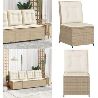 vidaXL Gartensessel mit Liegefunktion und Kissen Beige Poly Rattan - Gartensessel - Liegeplatz