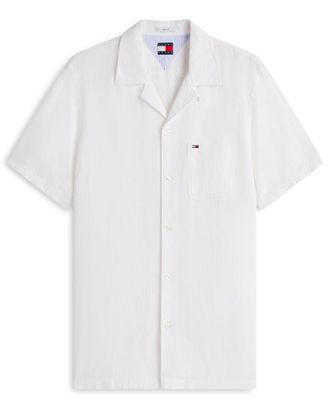 Tommy Hilfiger Kurzarmhemd mit Leinenanteil und Resort-Kragen in