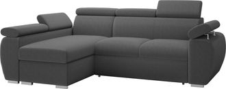 Mirjan24 Ecksofa Boston Mini, Eckcouch mit Schlaffunktion und Bettkasten, Polsterecke mit Einstellbare Kopfst&uuml;tzen, L-Sofa, Polstergarnitur, Wohnlandschaft (Kr