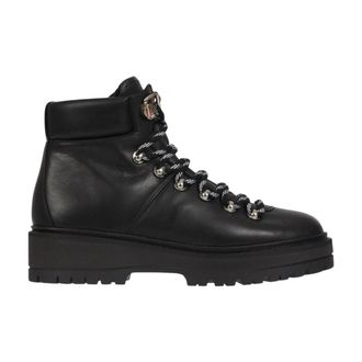 Tommy Hilfiger Outdoor Lederstiefel mit flacher Sohle - - Shoes - Damen - Schwarzk - 36 EU