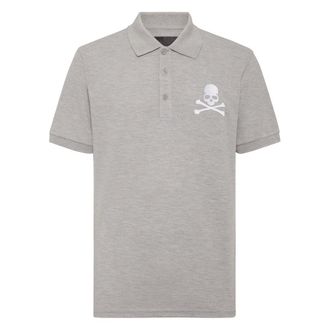 Philipp Plein Homme, Tops, Gris, Taille: L Polo Piqu&eacute; MC T&ecirc;te de Mort