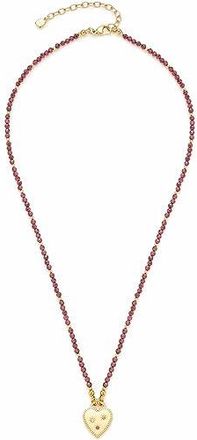 Leonardo Leonardo Jewels Anka 023228 Collier pour femme en acier inoxydable avec perles de grenat rouges et pendentif en forme de coeur, longueur 45-50 cm, bij