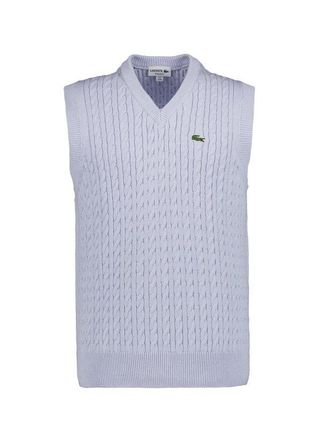 Lacoste Herren Pullunder blau Bio-Baumwolle unifarben