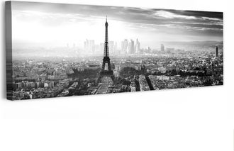 MuchoWow &copy; Wandbilder 150x50 cm Schlafzimmer Home Deko XXL Wandbild Wohnung Bild Wohnzimmer Fotoleinwand Panorama Leinwand Wall Decor Gro&szlig; Paris - Skyline - Ei
