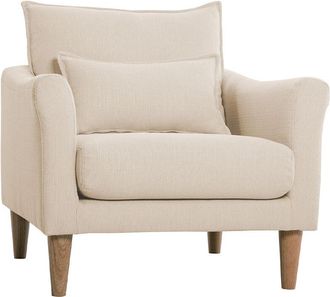 Miliboo Miliboo - Fauteuil scandinave en tissu beige et bois clair kate