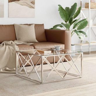 vidaXL Couchtisch 80x80x40 cm Edelstahl und Glas - Vidaxl
