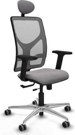 Piqueras y Crespo Schreibtischstuhl aus grauem Netzstoff, mit 2D-Armen, h&ouml;henverstellbare Lendenwirbelst&uuml;tze und festes Kopfteil, ausgestattet mit Syncro/Traslack und S