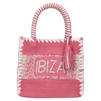 De Siena shoes Femme, Sacs, Rose, Taille: ONE Size Sac en jute perl&eacute; et cuir