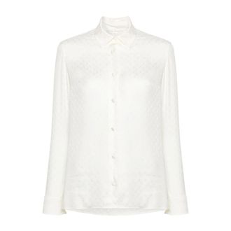 Palm Angels Monogramm Jacquard Wei&szlig;es Hemd - - Blouses & Shirts - Damen - Wei&szlig; - M