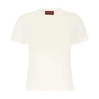 Gucci T-Shirt aus mittelschwerem Baumwolljersey - - Tops - Damen - Beige - M