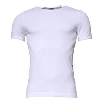 Dolce & Gabbana Homme, Tops, Blanc, Taille: XS T-shirt de luxe en coton à col rond