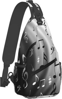Generic Sacoche Port&eacute; &eacute;paule Imprimer des notes de musique Antivol Sacs &agrave; Bandouli&egrave;re Casual Sling Sac &agrave; Dos pour Homme Femme Randonn&eacute;e