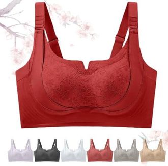 Generic Soutien-gorge gainant pour femme, soutien-gorge push-up puissant pour femme, couverture compl&egrave;te, soutien-gorge push-up sans couture, Rouge, 3XL