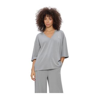 ALIX The Label Gestricktes Scuba-Oberteil mit V-Ausschnitt - - Tops - Damen - Grau - XL