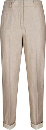 PESERICO Femme, Pantalons, Jaune, Taille: 42 FR Pantalon en Gabardine de Coton Lurex