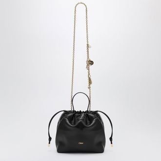 Chlo&eacute; Kleine Icons-Schultertasche mit Kette aus Leder, schwarz