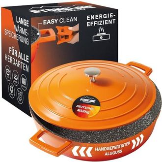STONELINE Cocotte Induction avec Couvercle 28 cm, 4,2 L, Casserole Antiadh&eacute;sive Rev&ecirc;tement avec de vraies Particules de Pierre, Braisi&egrave;re Marmite pour Tous Feux
