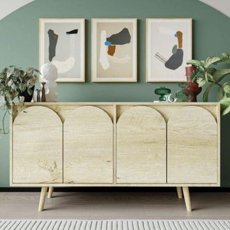 Pier Import Buffet salle à manger 4 portes courbes effet bois VAREN