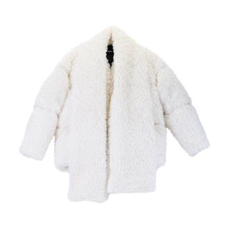 Karl Lagerfeld Femme, Vestes, Blanc, Taille: 38 FR KL Studio Manteau en fausse fourrure